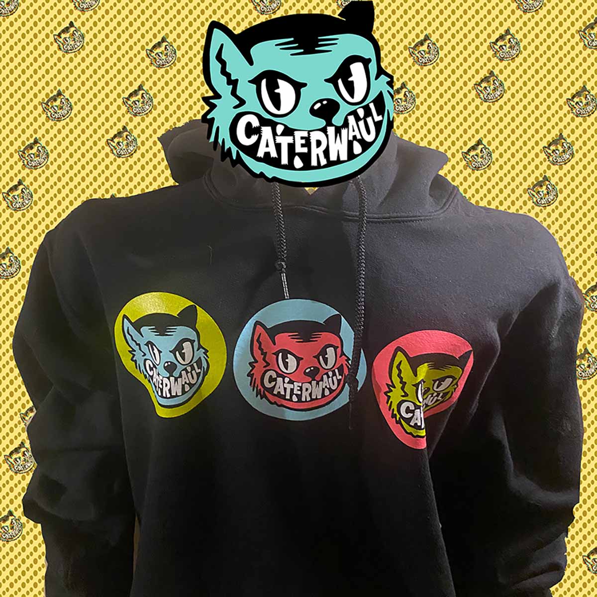 Caterwaul Black Hoodie "Three Rolling Cats" – LCR Distro